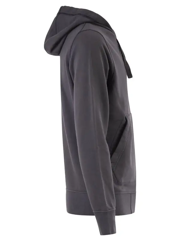 Stone Island Garment Dyed Cotton Zip-up Hoodie - Multicolor