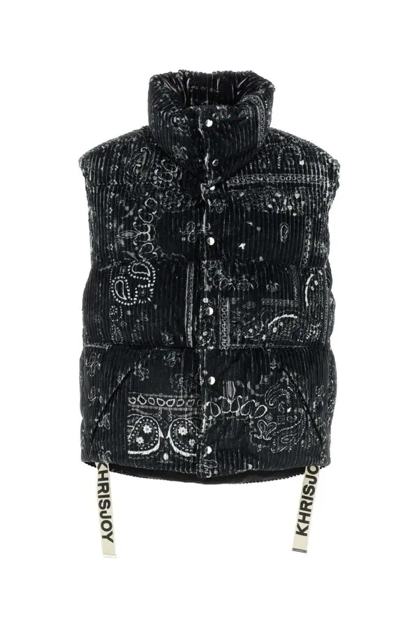 Khrisjoy Printed Corduroy Sleeveless Down Jacket - Multicolor