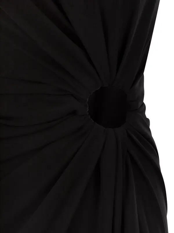 Sportmax Saletta Long Stretch Jersey Dress With Draping And Cut-out - Black