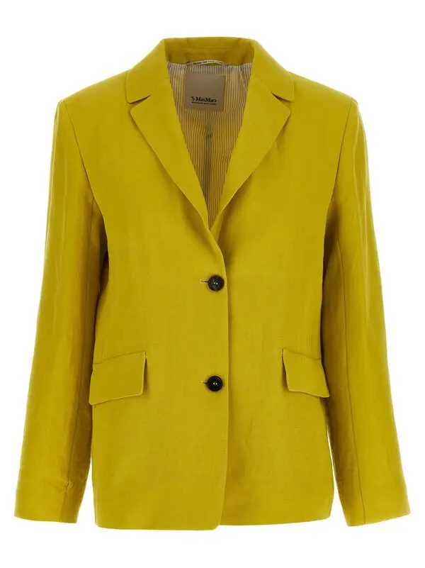 Max Mara Smmalberta Single-breasted Linen Blazer - Yellow
