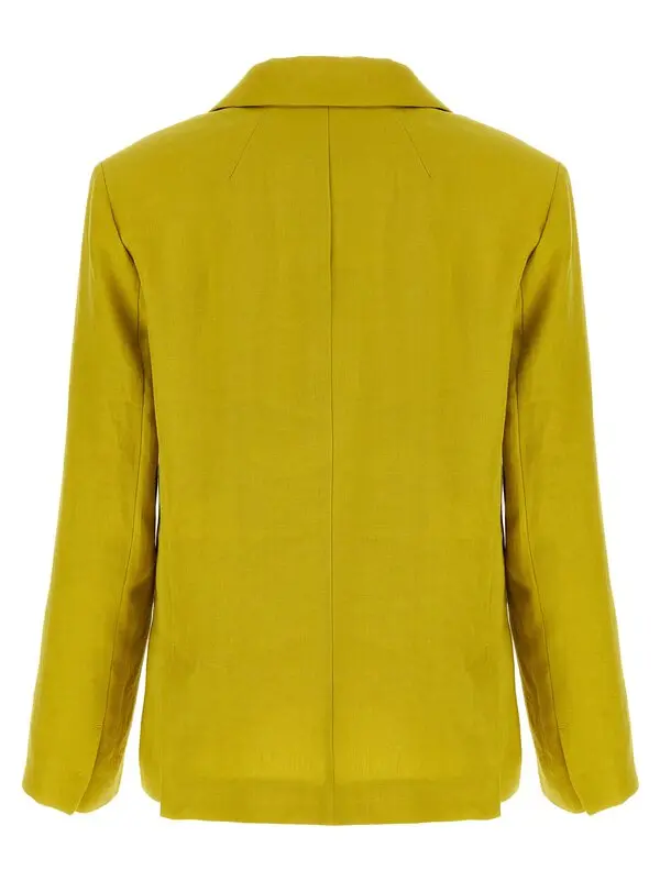 Max Mara Smmalberta Single-breasted Linen Blazer - Yellow