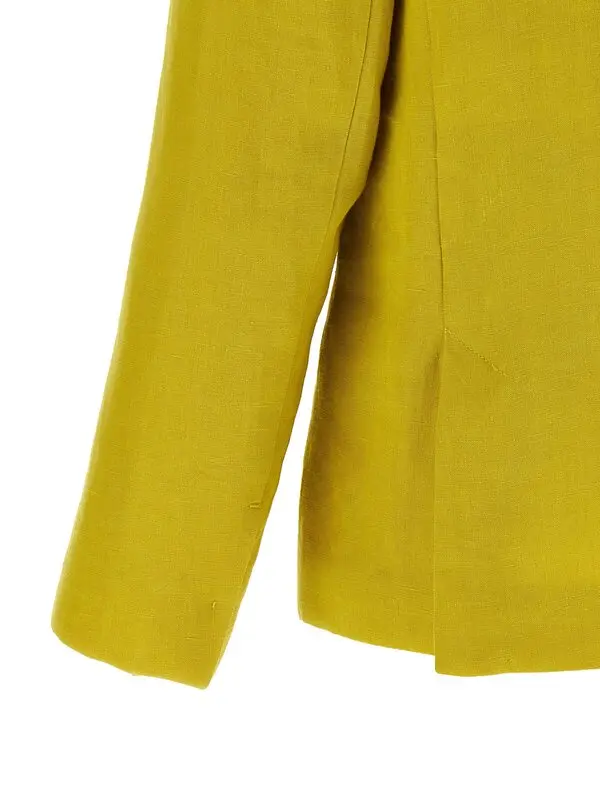 Max Mara Smmalberta Single-breasted Linen Blazer - Yellow