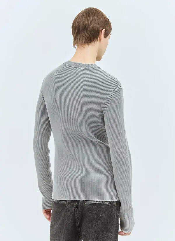 DIESEL® K-darin-r Ribbed Cotton Jersey Long Sleeve Top With Chest Logo Plaque