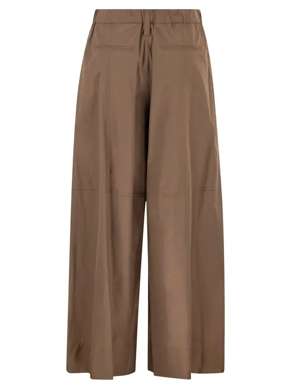 Max Mara Cotton Culotte Trousers With Drawstring Waist - Brown