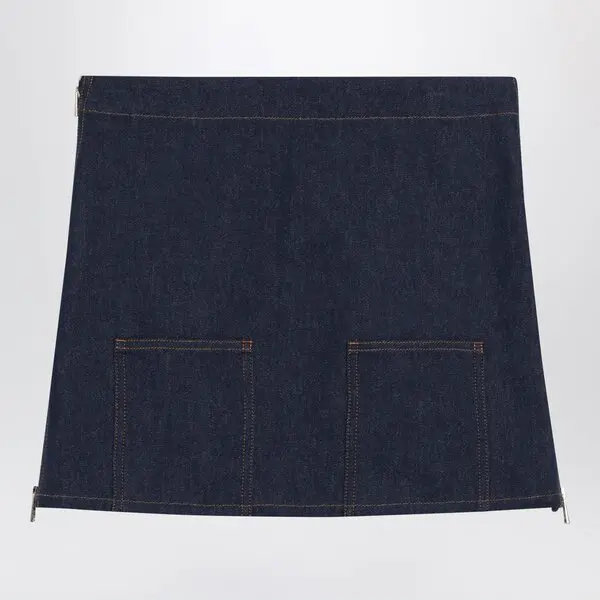 Fendi Denim Mini Skirt With Logo Patch