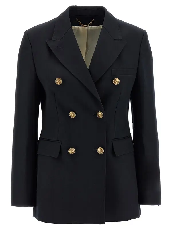 GOLDEN GOOSE Diva' Double-breasted Virgin Wool Blend Blazer - Blue