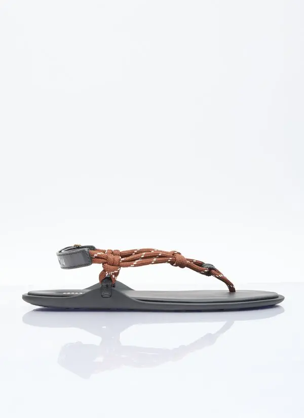 Miu Miu Riviere Cord And Leather Sandals - Brown