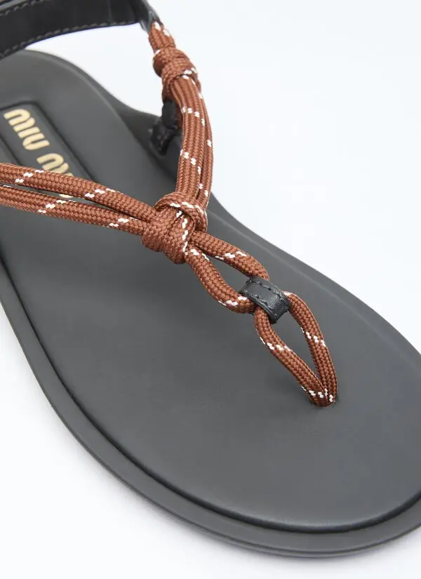 Miu Miu Riviere Cord And Leather Sandals - Brown