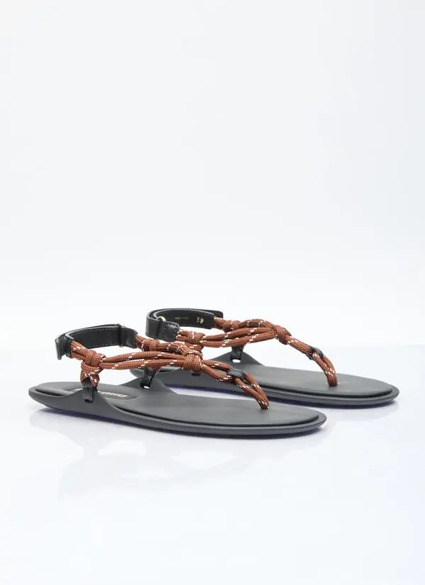 Miu Miu Riviere Cord And Leather Sandals - Brown
