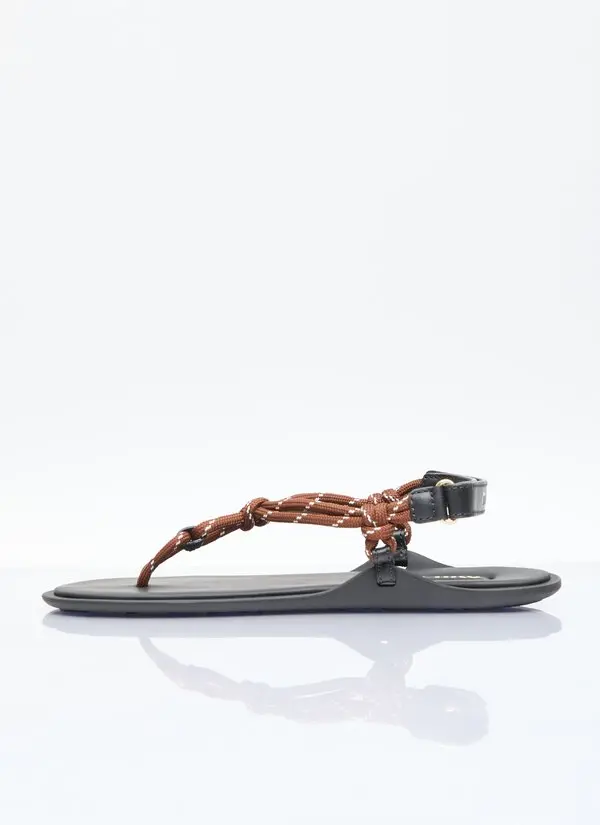 Miu Miu Riviere Cord And Leather Sandals - Brown