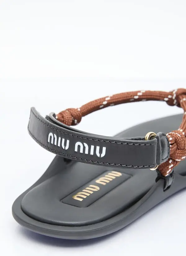 Miu Miu Riviere Cord And Leather Sandals - Brown