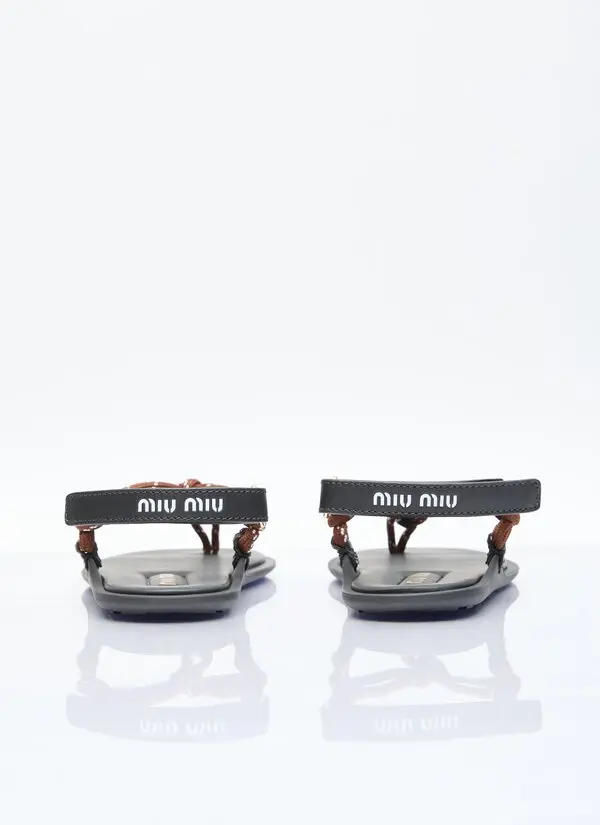 Miu Miu Riviere Cord And Leather Sandals - Brown
