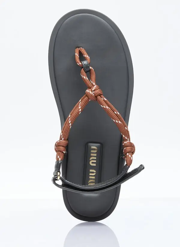 Miu Miu Riviere Cord And Leather Sandals - Brown