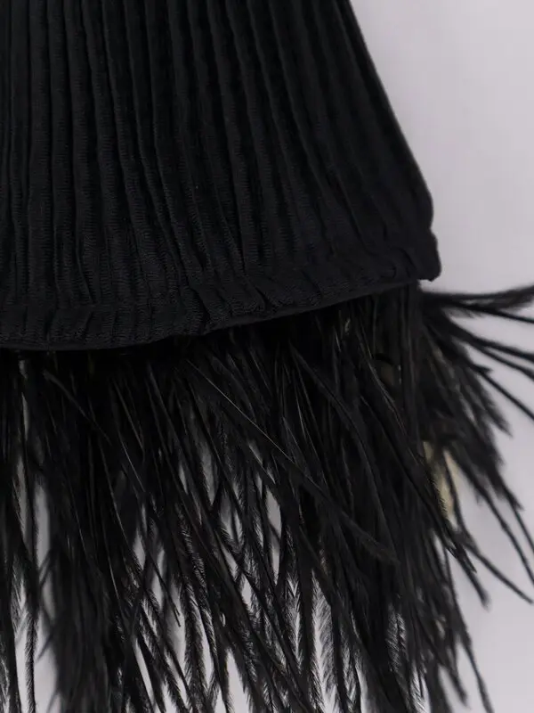 BOSS High Neck Long Sleeve Feather Detail Top