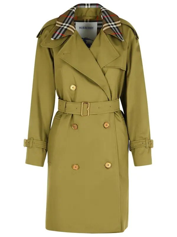 Burberry Short Cotton Trench Coat - Green