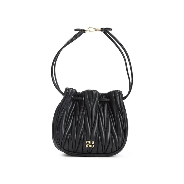 Miu Miu Lamb Leather Matelasse Pouch - Black