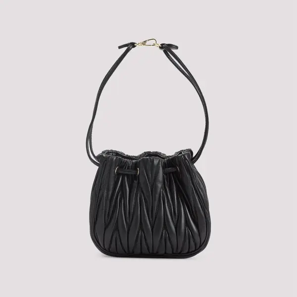 Miu Miu Lamb Leather Matelasse Pouch - Black
