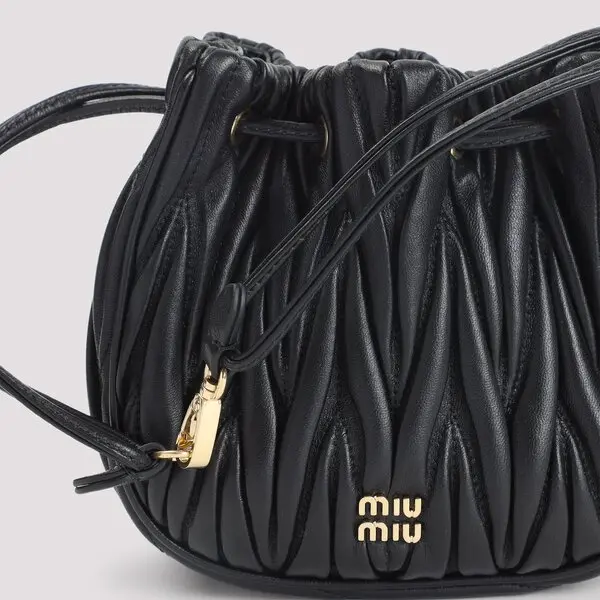 Miu Miu Lamb Leather Matelasse Pouch - Black