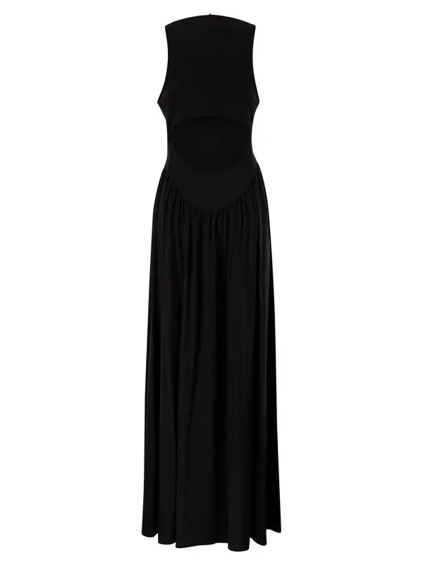 Sportmax Spxpanino Long Stretch Jersey Dress With Back Cut-out - Black