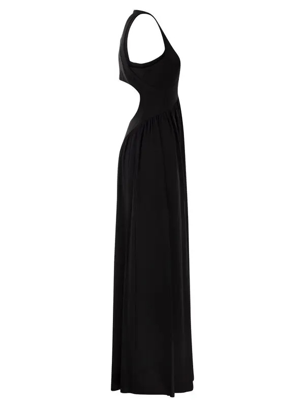 Sportmax Spxpanino Long Stretch Jersey Dress With Back Cut-out - Black
