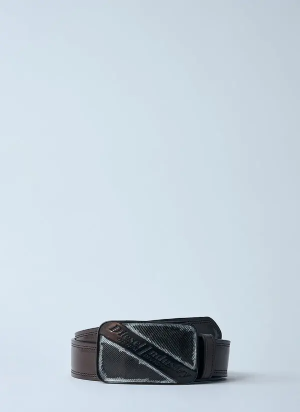 DIESEL® B-industry Belt With Engraved Logo Buckle - Brown