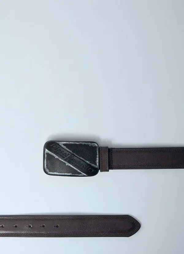 DIESEL® B-industry Belt With Engraved Logo Buckle