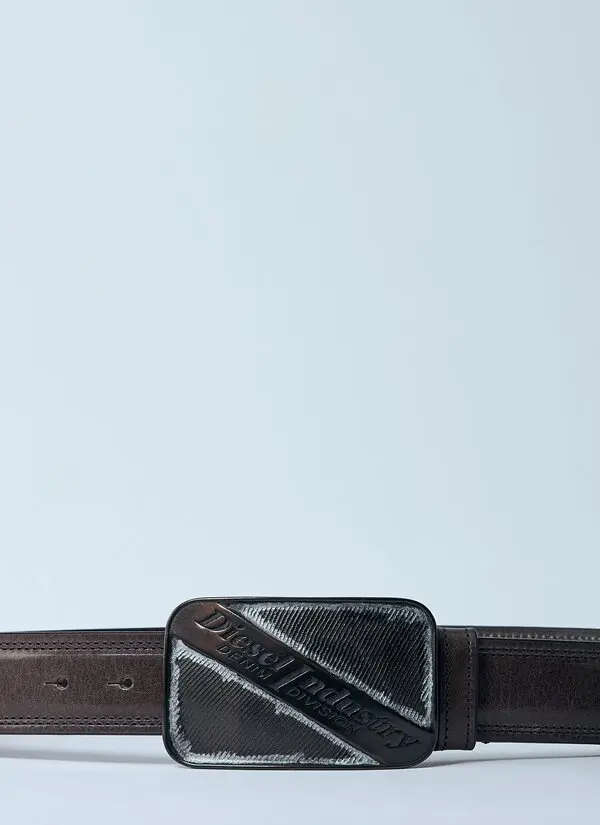 DIESEL® B-industry Belt With Engraved Logo Buckle
