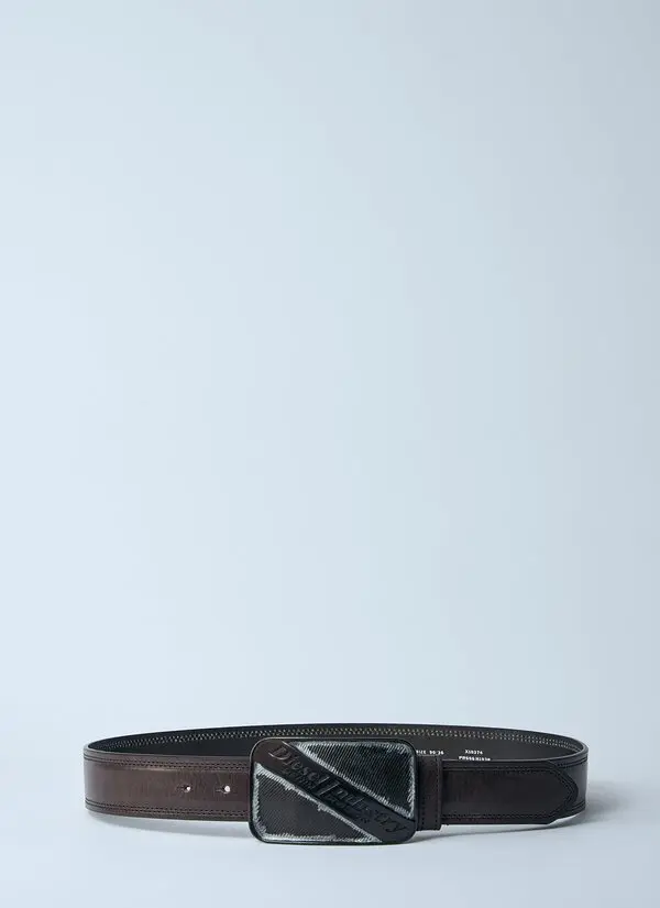 DIESEL® B-industry Belt With Engraved Logo Buckle - Brown