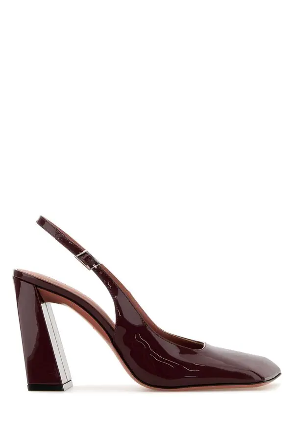 Amina Muaddi Grape Leather Charlotte Pumps - Purple