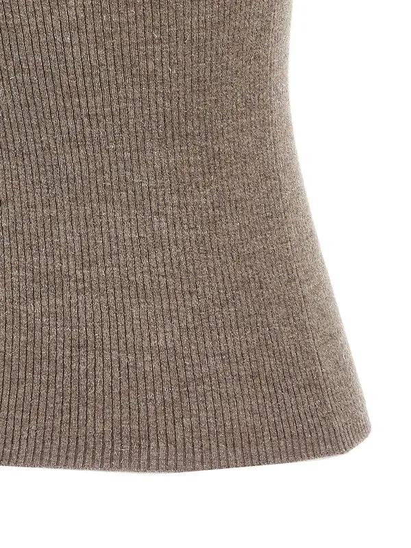 Brunello Cucinelli Sparkling Ribbed Knit High Neck Top
