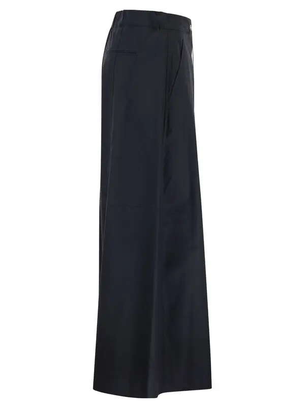 Max Mara Black Cotton Culotte Trousers With Drawstring Waist - Multicolor