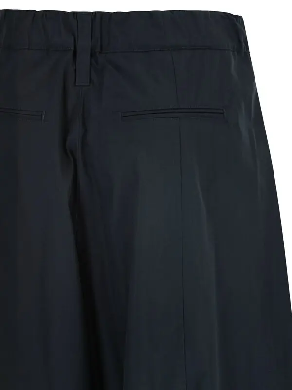 Max Mara Black Cotton Culotte Trousers With Drawstring Waist - Multicolor