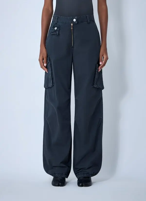 GANNI Cotton Cargo Pants - Gray