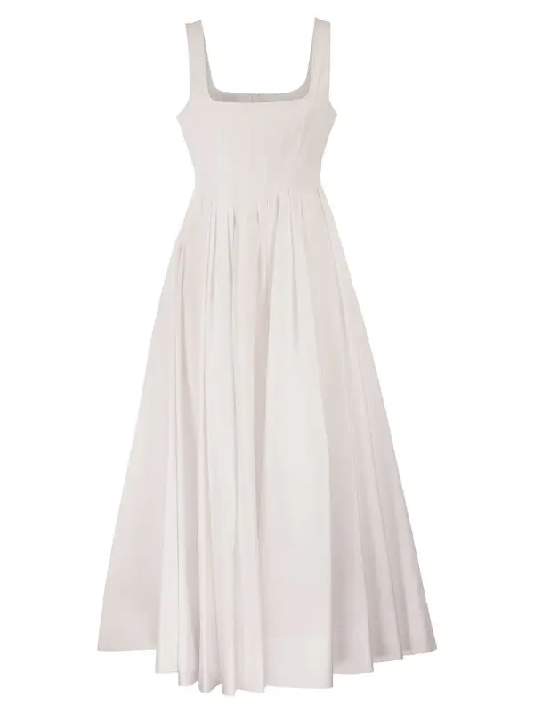 Sportmax Structured Cotton Midi Dress - White