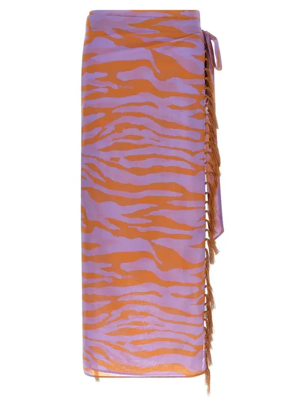 Attico Il Primo Bagno' Sarong Skirt With Fringed Edges - Purple