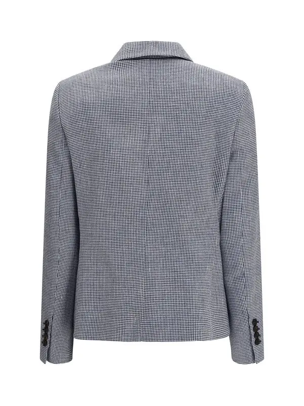 Brunello Cucinelli Houndstooth Linen And Cotton Jacket With Monili