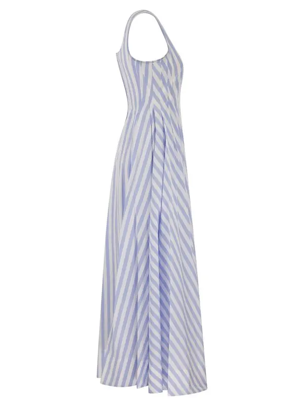 Sportmax Striped Cotton Midi Dress With Full Skirt