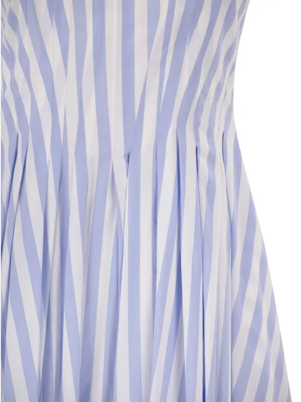 Sportmax Striped Cotton Midi Dress With Full Skirt