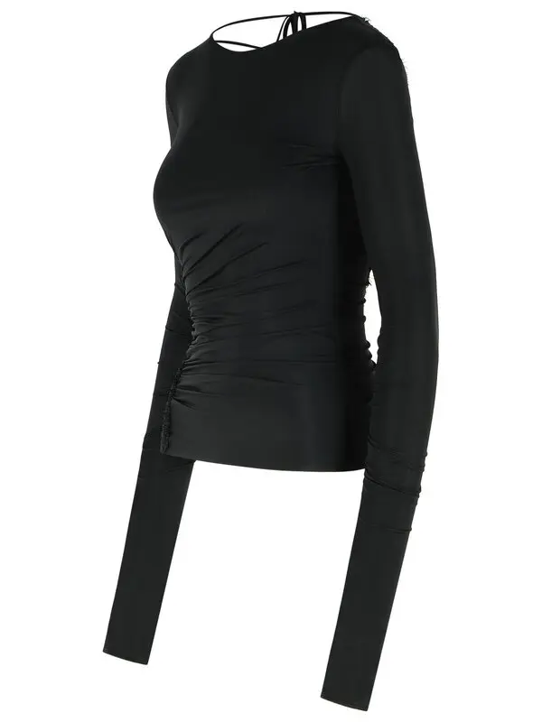 Blumarine Stretch Nylon Sweater With Lace Detail