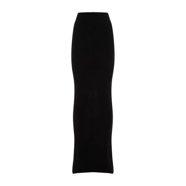 Rick Owens Alpaca Blend Pillar Skirt With Slit - Black