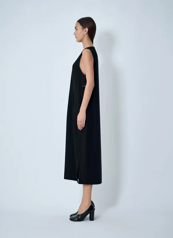 Yohji Yamamoto Midi Dress With V-neck And Side Gather