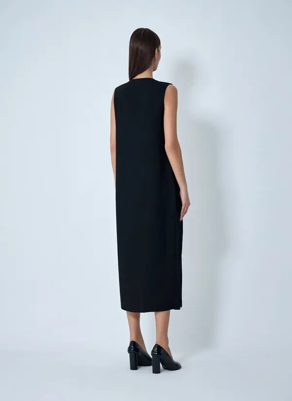 Yohji Yamamoto Midi Dress With V-neck And Side Gather