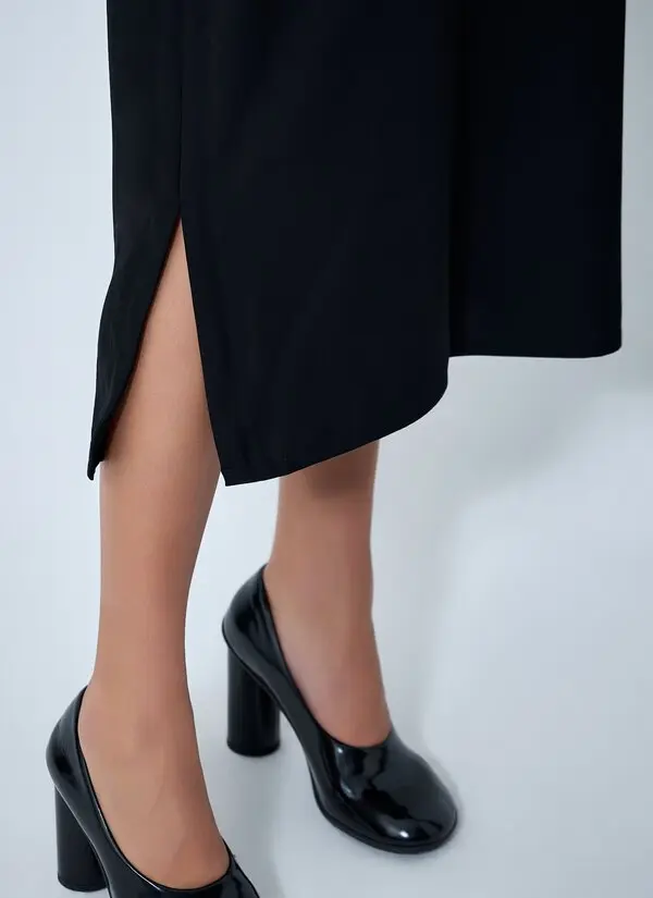 Yohji Yamamoto Midi Dress With V-neck And Side Gather