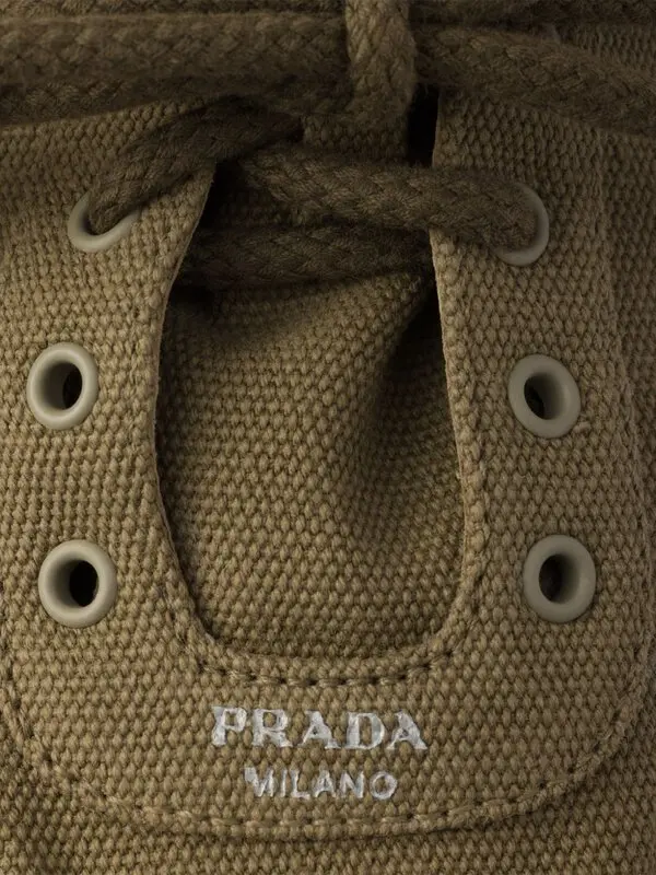 Prada Collapsible Canvas Lace-up Sneakers - Multicolor