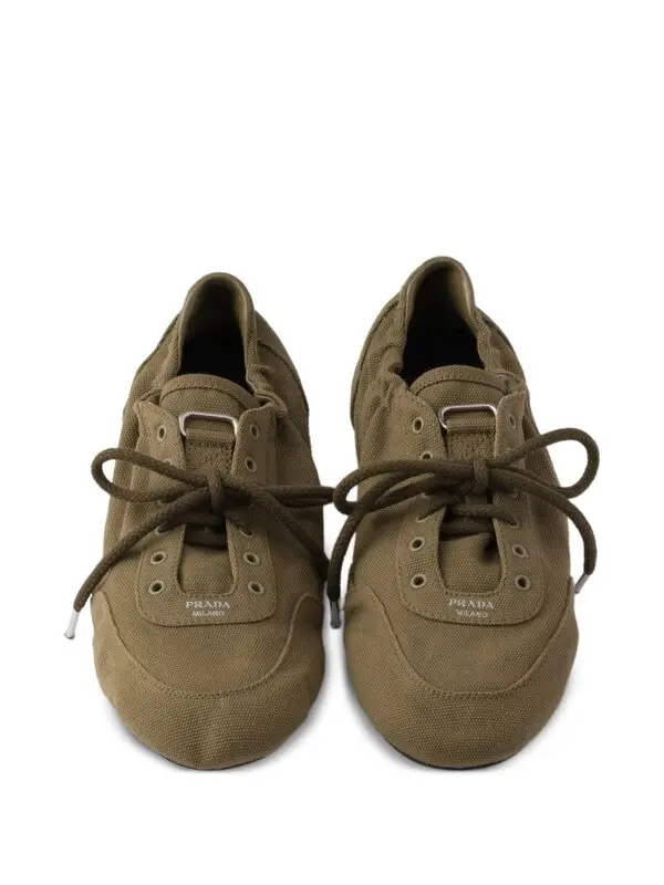 Prada Collapsible Canvas Lace-up Sneakers - Multicolor