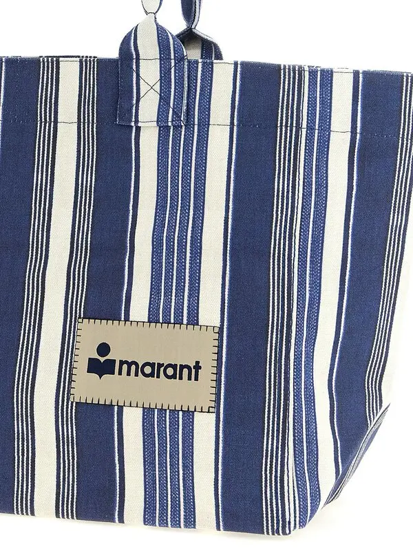 Isabel Marant Étoile Striped Cotton Canvas Shopping Bag - Blue