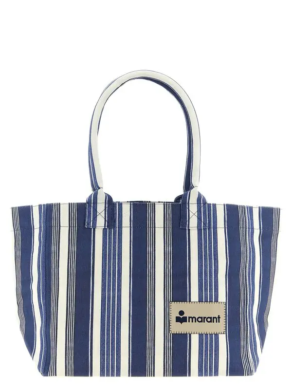 Isabel Marant Étoile Striped Cotton Canvas Shopping Bag - Blue