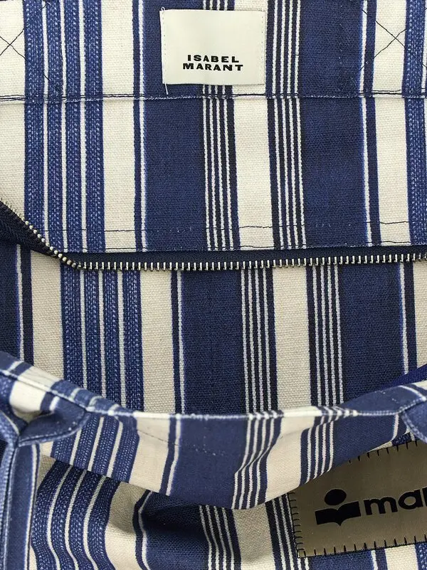 Isabel Marant Étoile Striped Cotton Canvas Shopping Bag - Blue
