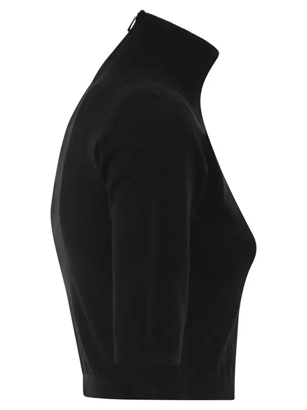 Max Mara Cropped High-neck Viscose Knit Top