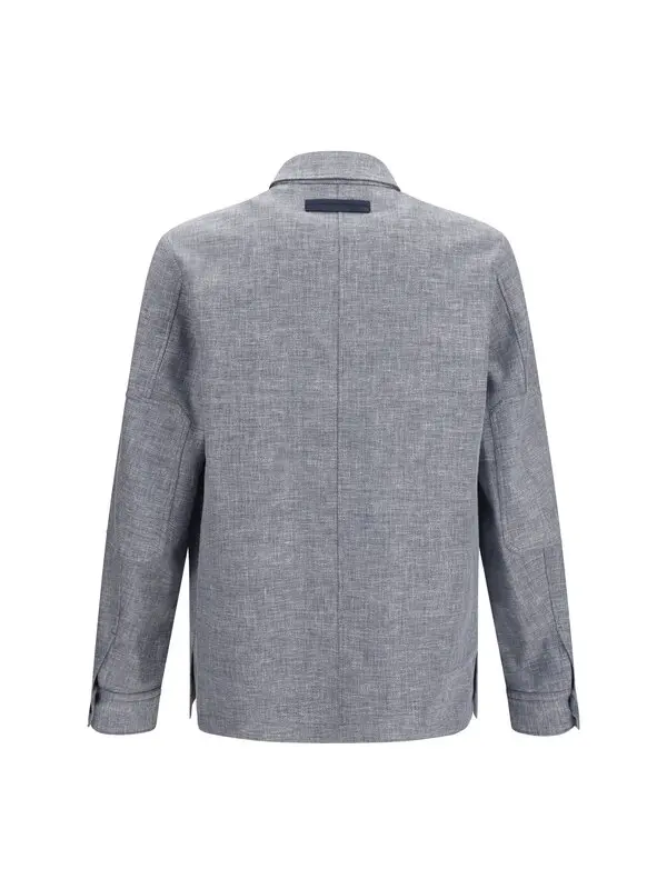 Zegna Crossover Shirt Jacket In Linen Wool And Silk - Gray